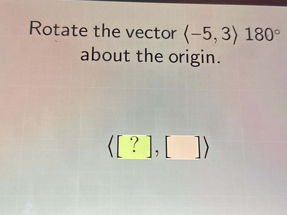Rotate the vector (-5, 3) 180° about the | StudyX