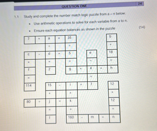QUESTION ONE 24 1.1 Study and complete the | StudyX