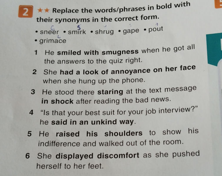 Replace the words/phrases in bold with their | StudyX