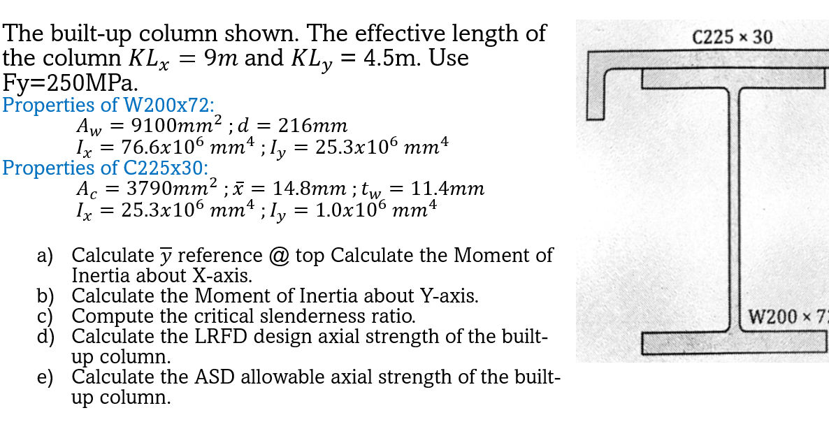 The built-up column shown. The effective | StudyX