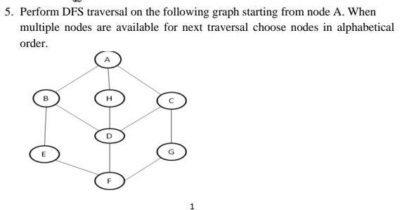 5. Perform DFS traversal on the following | StudyX