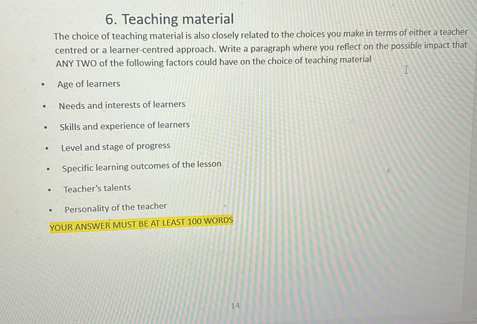 6. Teaching material The choice of teaching | StudyX