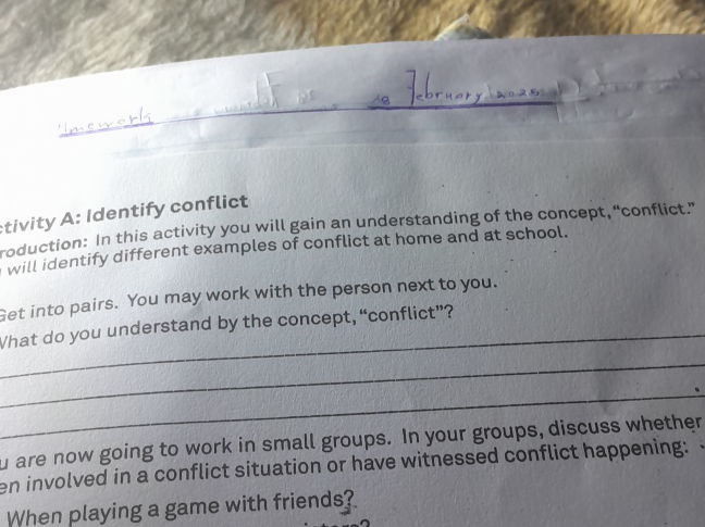 Activity A: Identify conflict Introduction: | StudyX