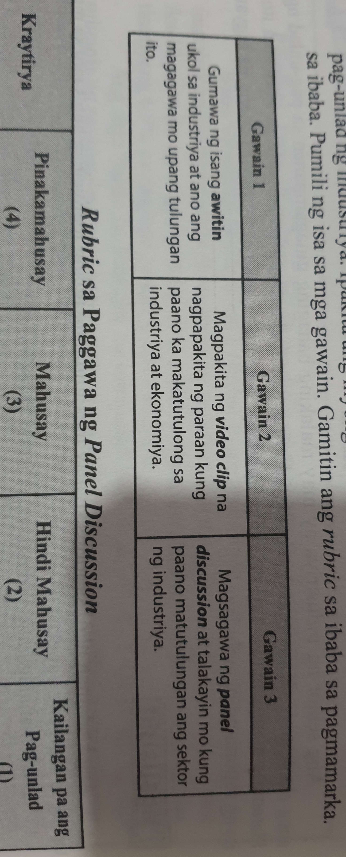 Pumili ng isa sa mga gawain. Gamitin ang | StudyX