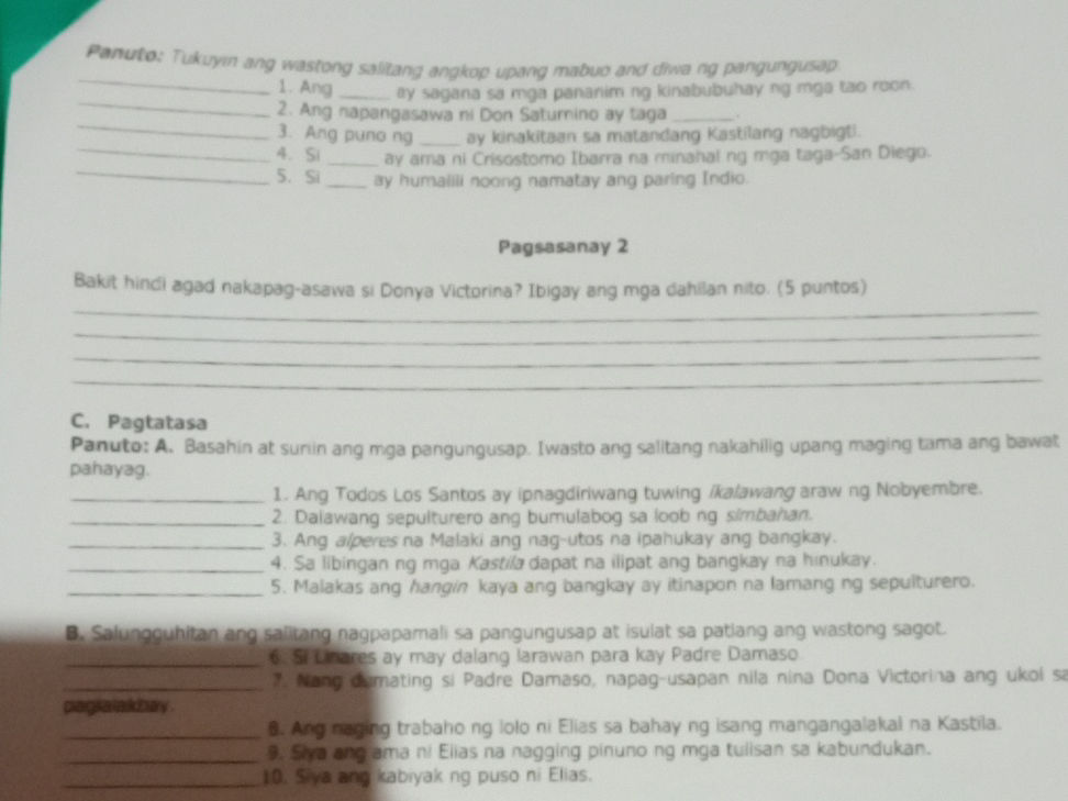 Panuto: Tukuyin ang wastong salitang angkop | StudyX