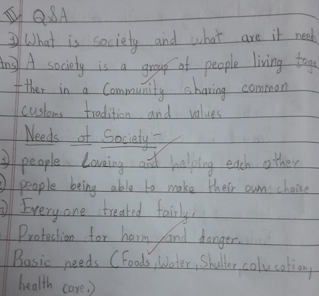 Q A 1) What is society and what are it need | StudyX