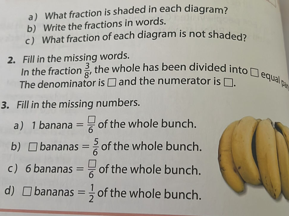 1. a) What fraction is shaded in each | StudyX