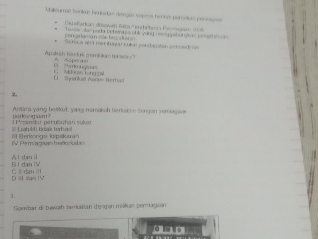 Maklumat berikut berkaitan dengan sejenis | StudyX