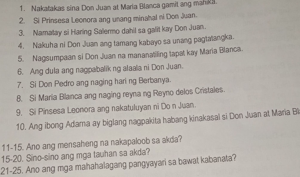1. Nakatakas sina Don Juan at Maria Blanca | StudyX