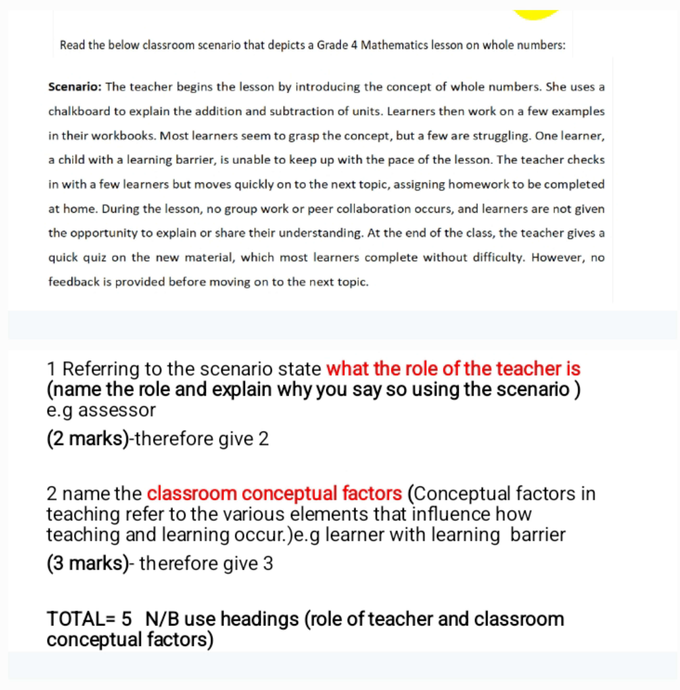Read the below classroom scenario that | StudyX