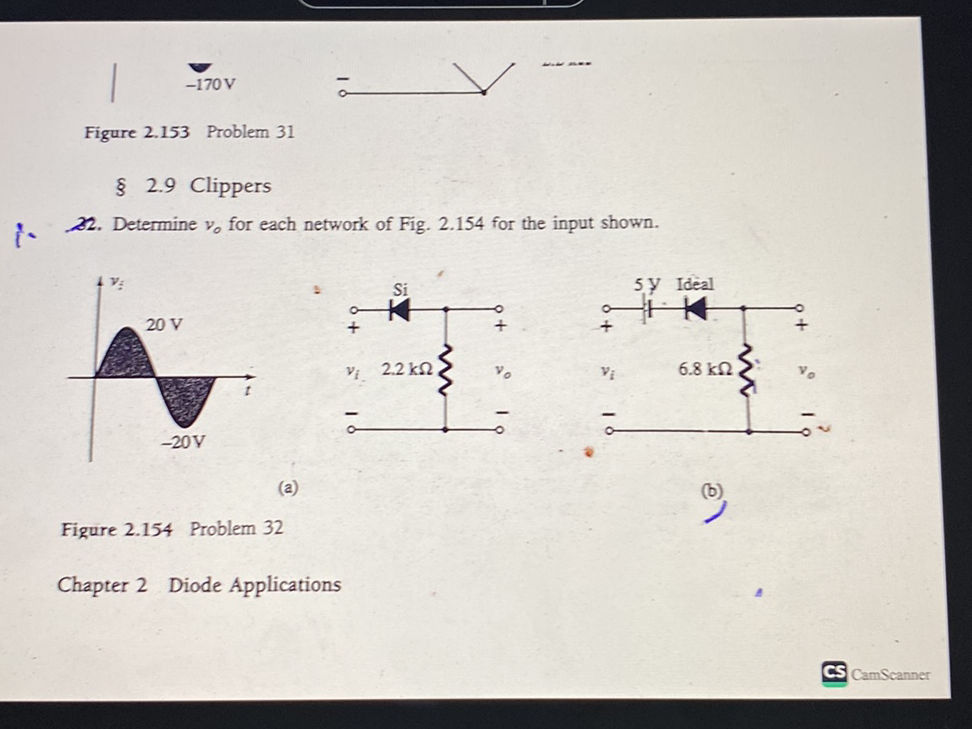 32. Determine $v_o$ for each network of Fig. | StudyX