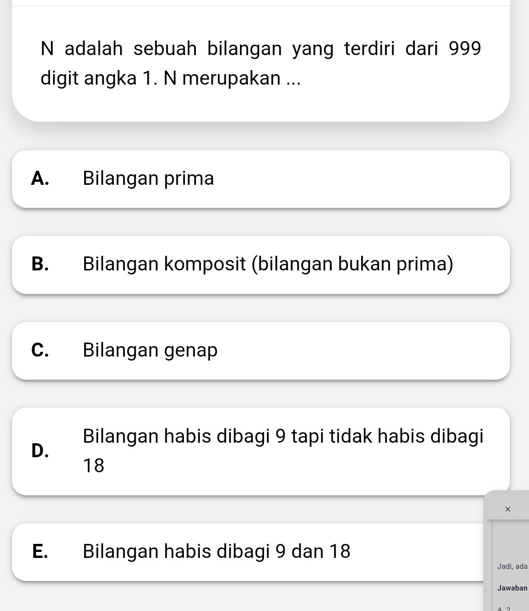 N adalah sebuah bilangan yang terdiri dari | StudyX