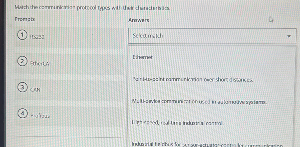 Match the communication protocol types with | StudyX