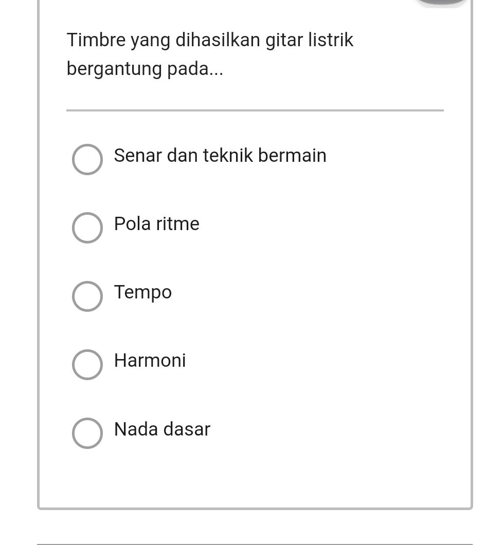 Timbre yang dihasilkan gitar listrik | StudyX