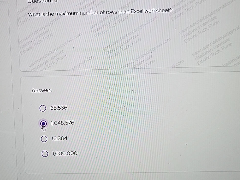 What is the maximum number of rows in an | StudyX