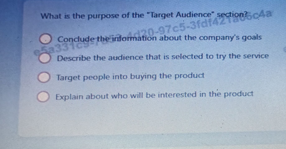 What is the purpose of the "Target Audience" | StudyX