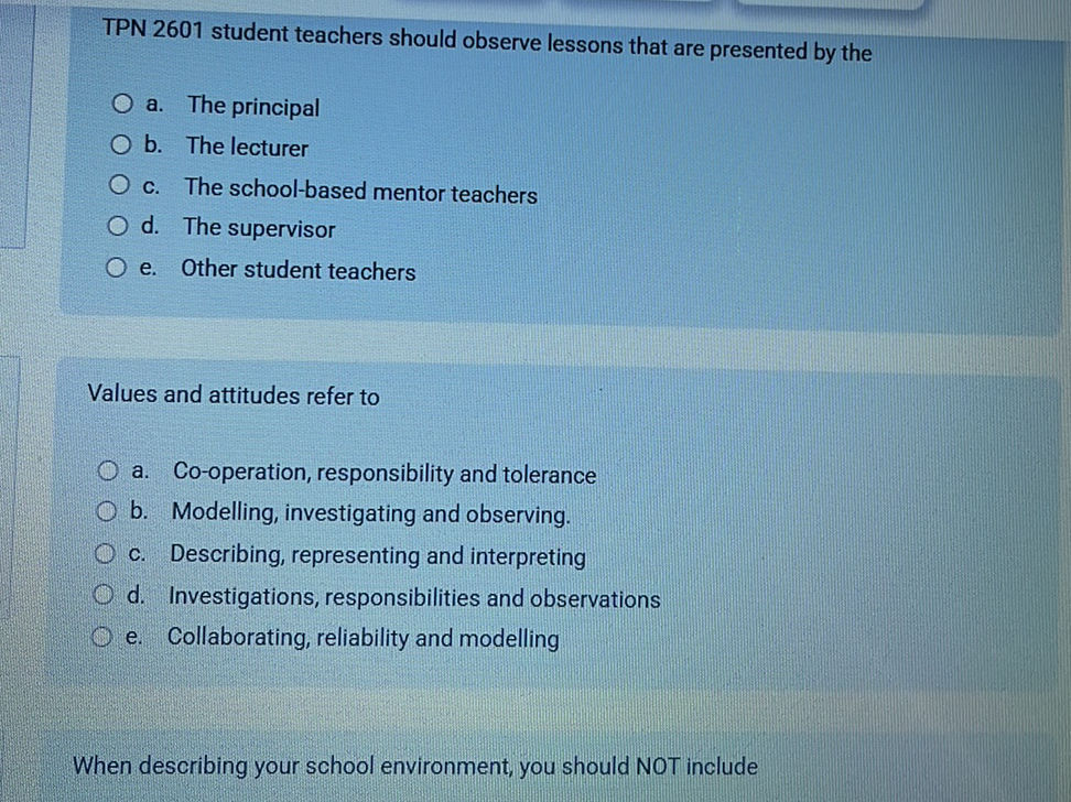 TPN 2601 student teachers should observe | StudyX