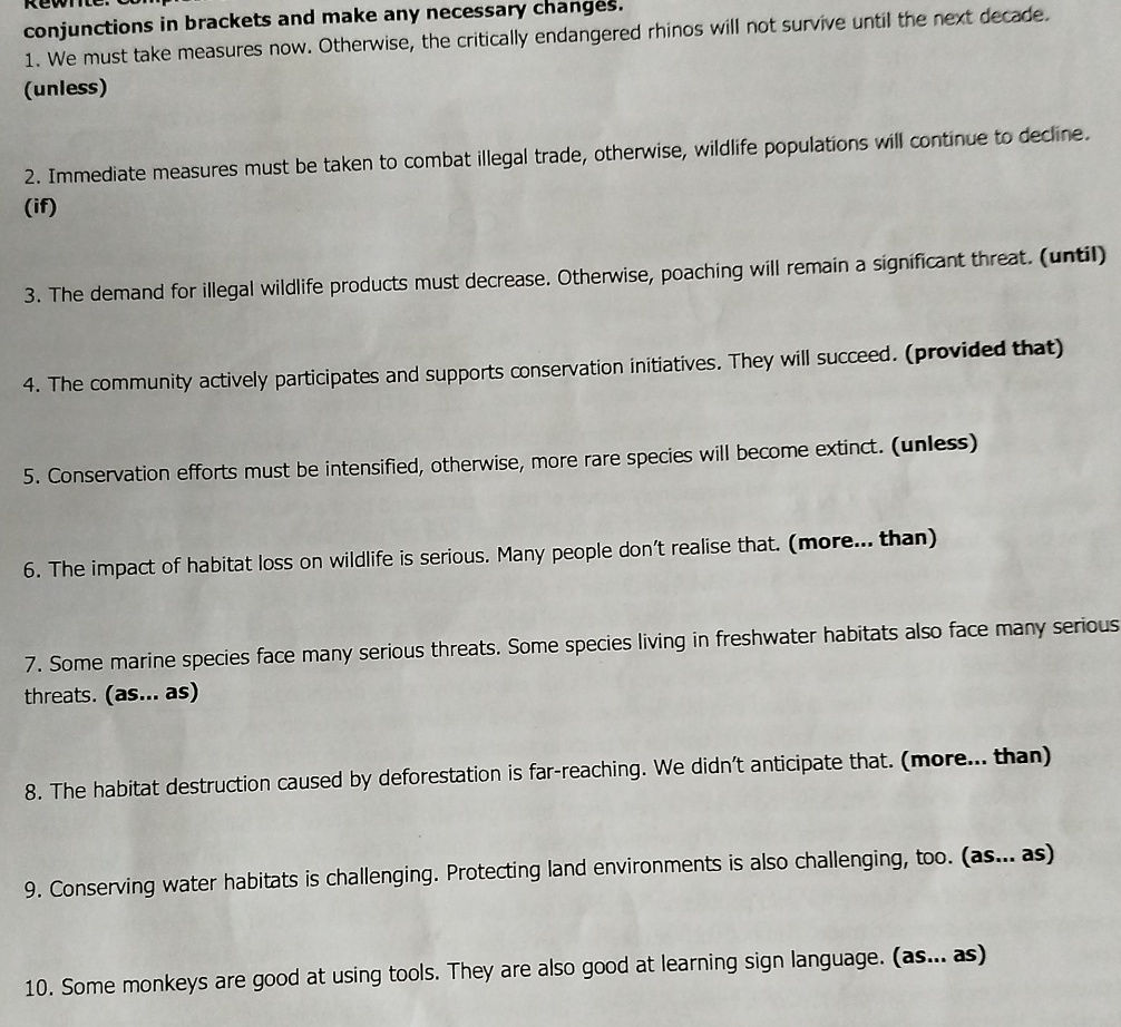 Rewrite: Complete the sentences using the | StudyX