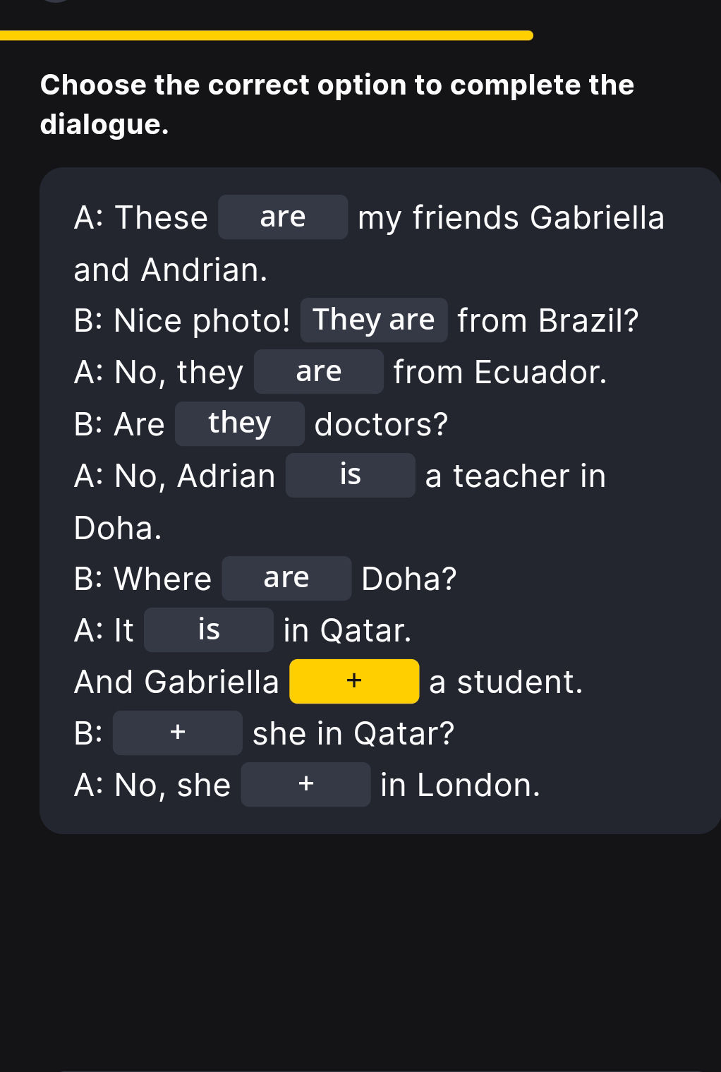 Choose the correct option to complete the | StudyX