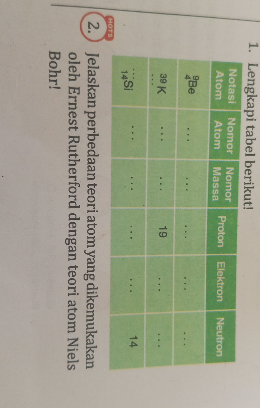 1. Lengkapi tabel berikut! | Notasi Atom | | StudyX
