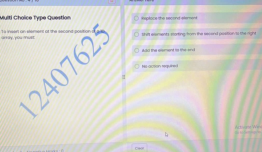 To insert an element at the second position | StudyX