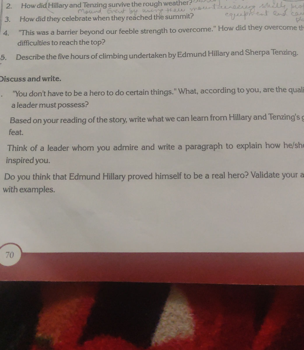 2. How did Hillary and Tenzing survive the | StudyX