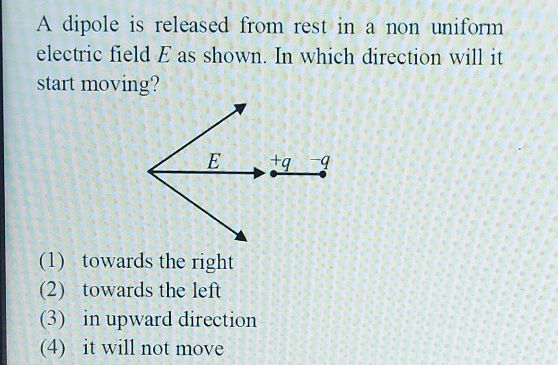 A dipole is released from rest in a non | StudyX