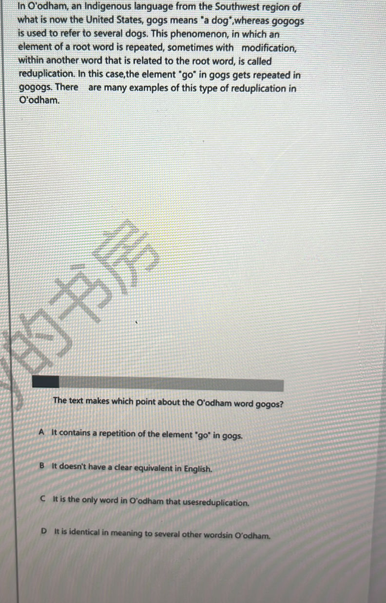 In O'odham, an Indigenous language from the | StudyX