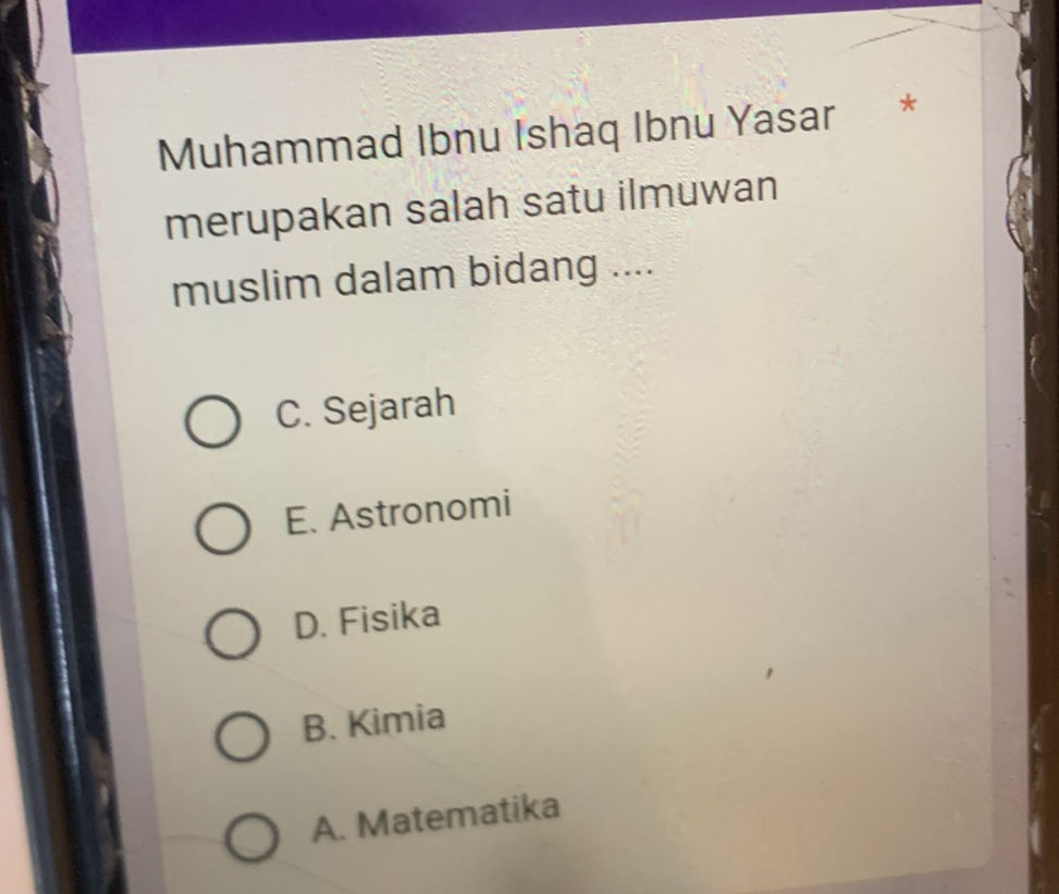 Muhammad Ibnu Ishaq Ibnu Yasar merupakan | StudyX