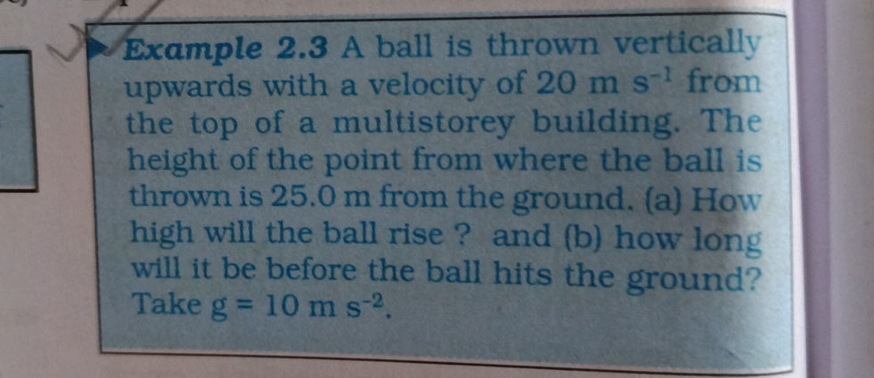Example 2.3 A ball is thrown vertically | StudyX
