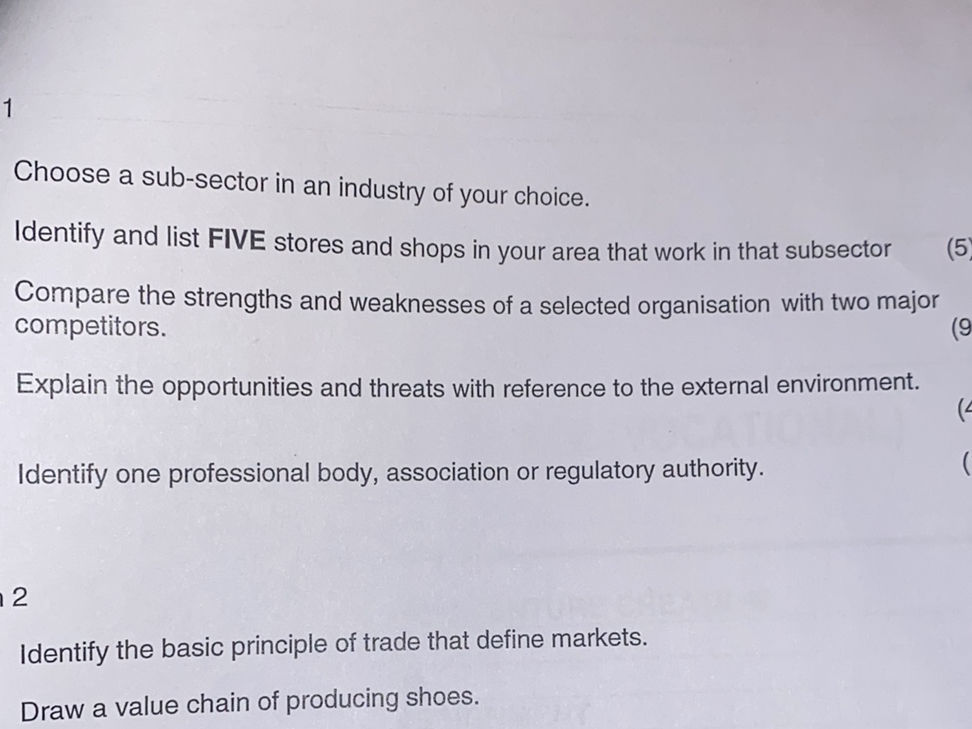1 Choose a sub-sector in an industry of your | StudyX