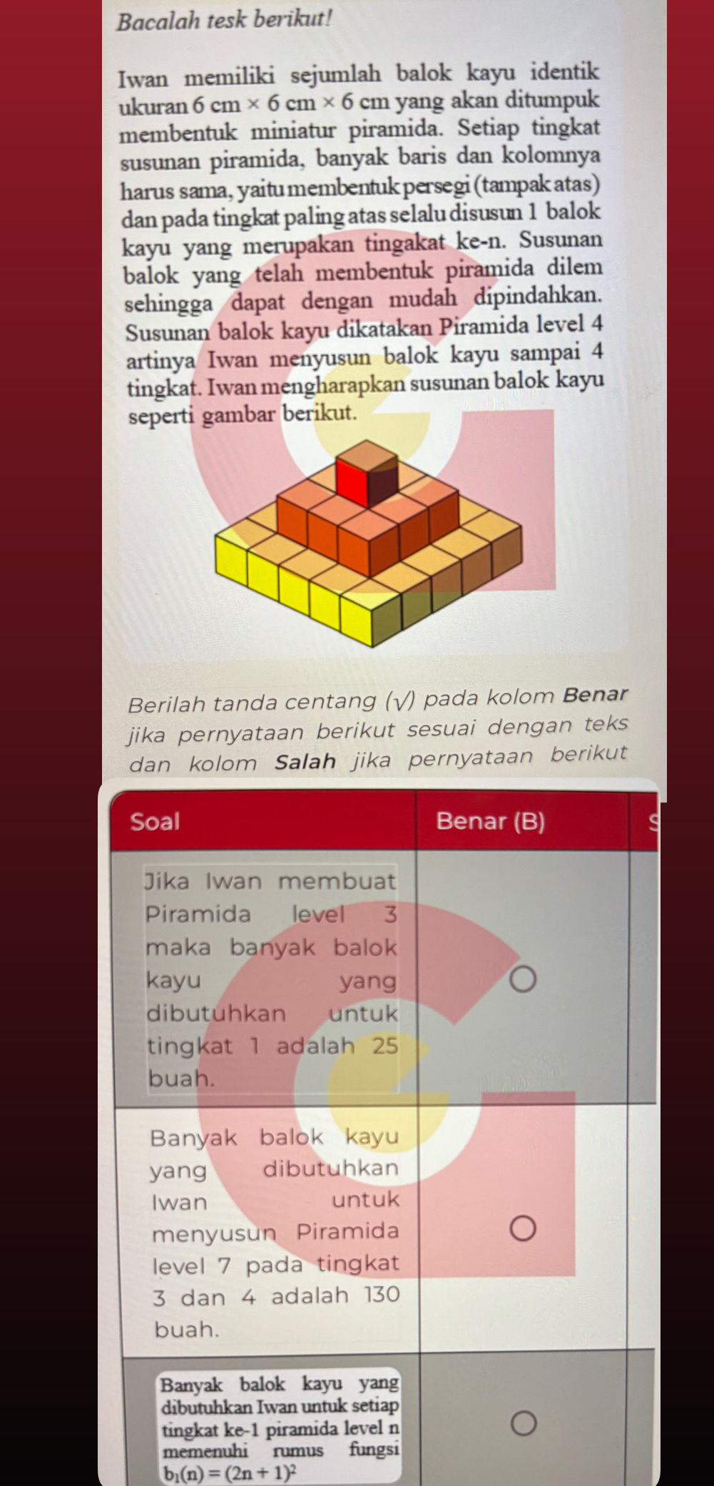 Jika Iwan membuat Piramida level 3 maka | StudyX