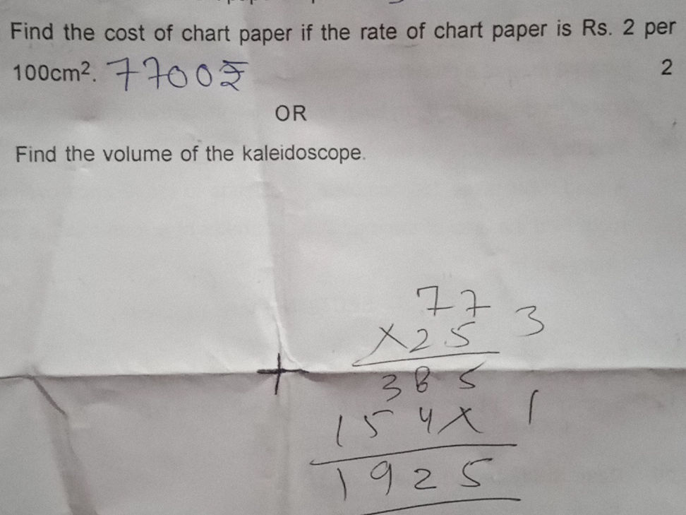 Find the cost of chart paper if the rate of | StudyX