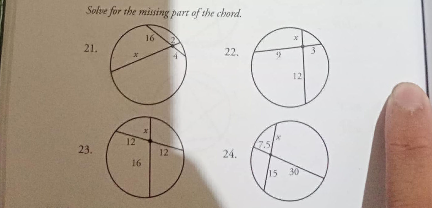 Solve for the missing part of the chord. | StudyX