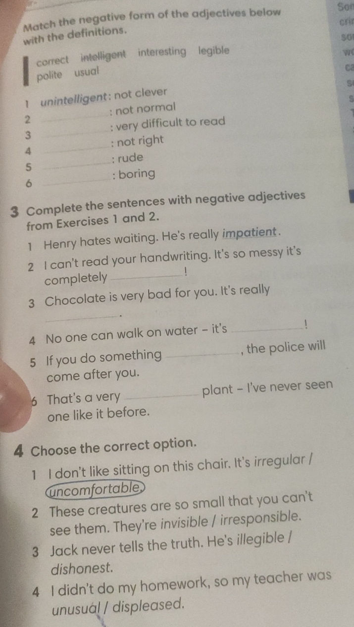 Match the negative form of the adjectives | StudyX