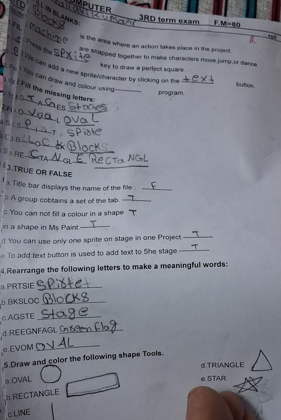 1. FILL IN BLANKS: a. Machine is the area | StudyX