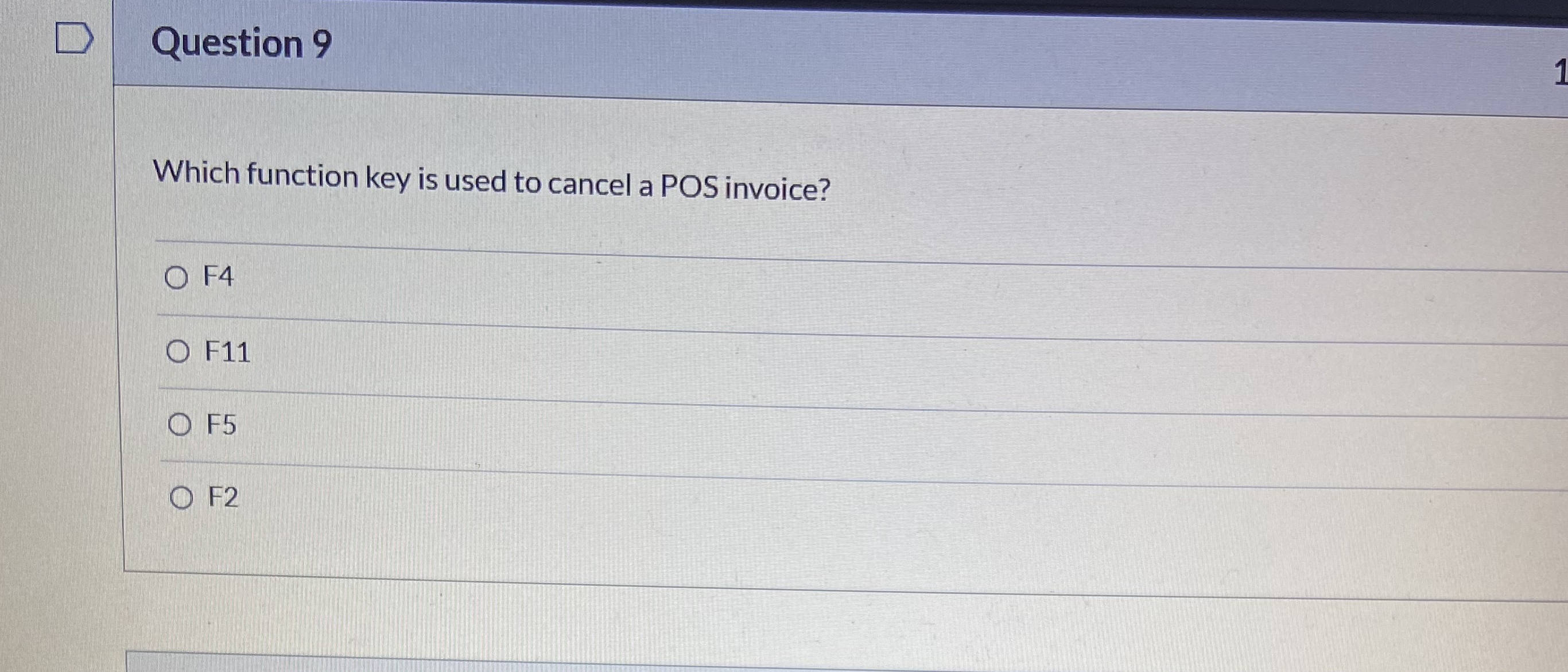 Which function key is used to cancel a POS | StudyX