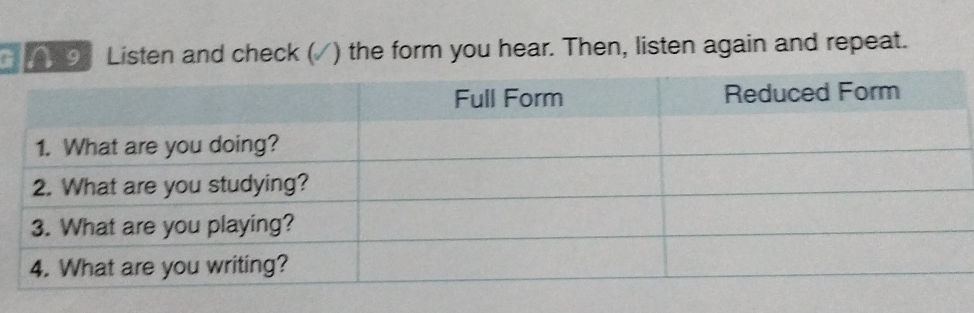 Listen and check ( ) the form you hear. | StudyX