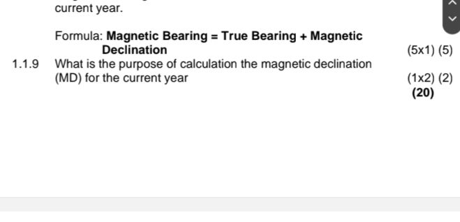 Formula: Magnetic Bearing = True Bearing + | StudyX