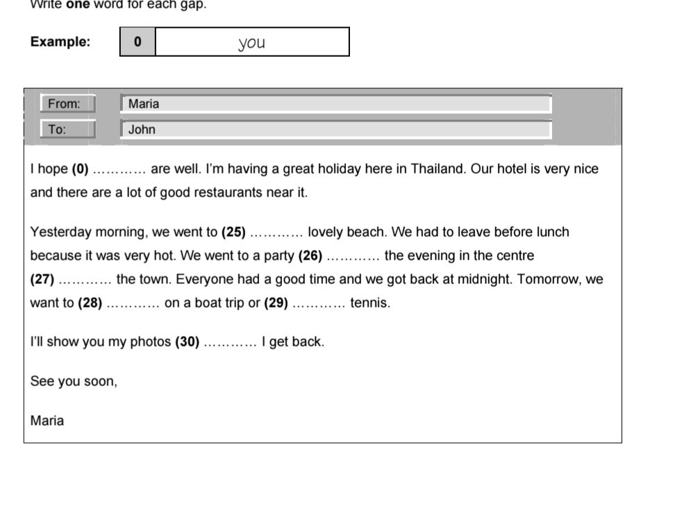 Write one word for each gap. Example: 0 you | StudyX