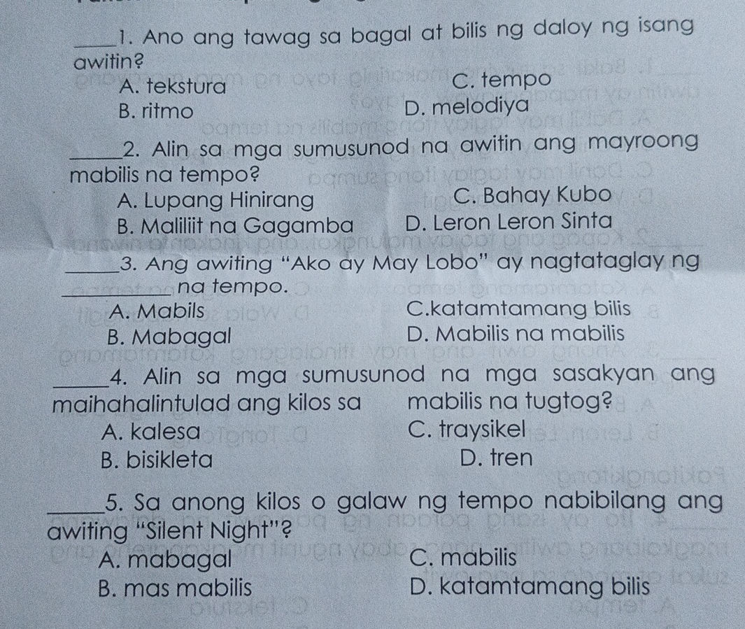 1. Ano ang tawag sa bagal at bilis ng daloy | StudyX