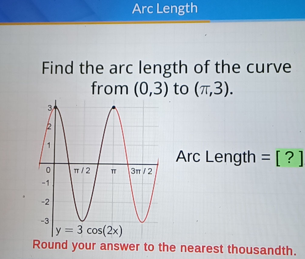 Find the arc length of the curve from (0,3) | StudyX