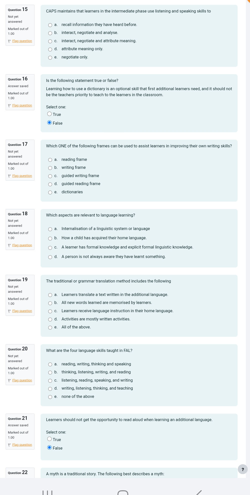 Question 15 CAPS maintains that learners in | StudyX