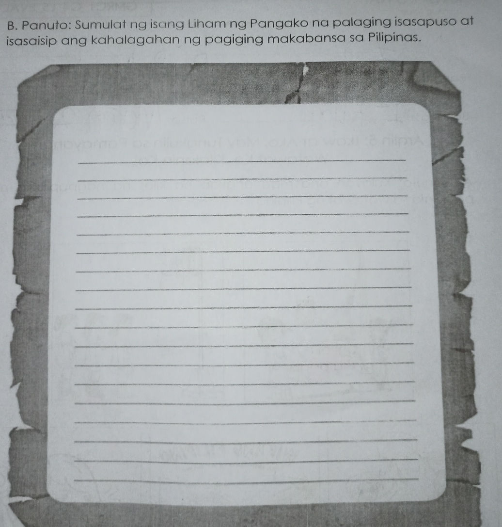 B. Panuto: Sumulat ng isang Liham ng Pangako | StudyX