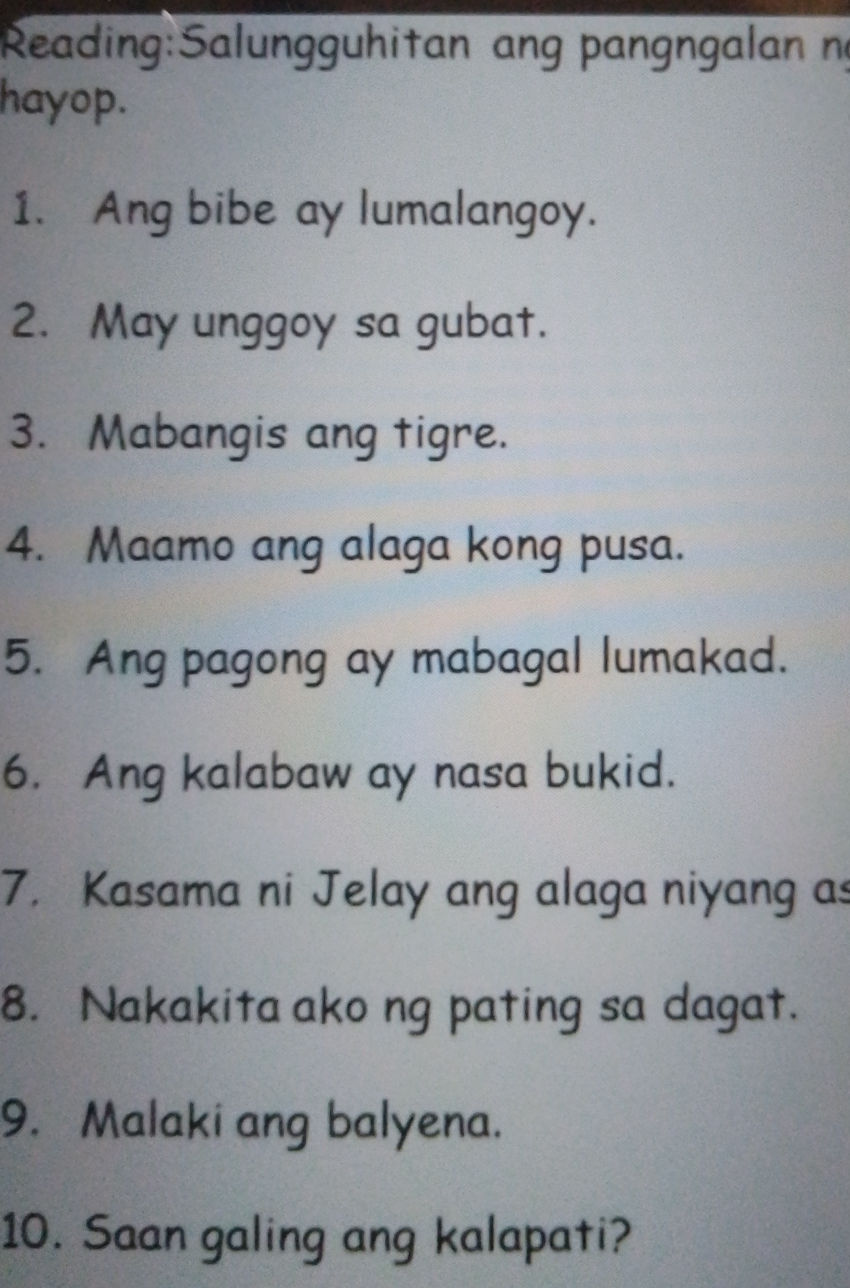 Reading: Salungguhitan ang pangngalan ng | StudyX