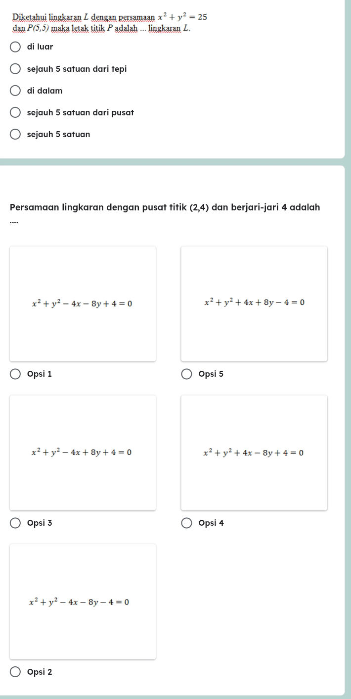 Diketahui lingkaran L dengan persamaan $x^2 | StudyX