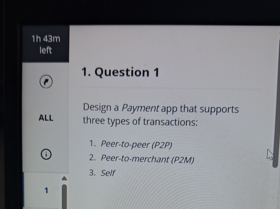 Question 1 Design a Payment app that