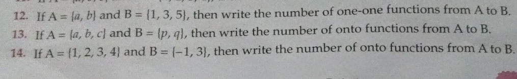 12. If A = {a, b} and B = {1, 3, 5}, then | StudyX