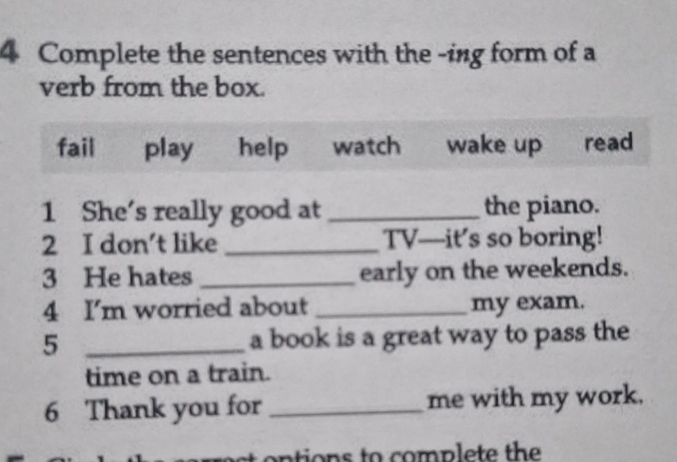 4 Complete the sentences with the -ing form | StudyX