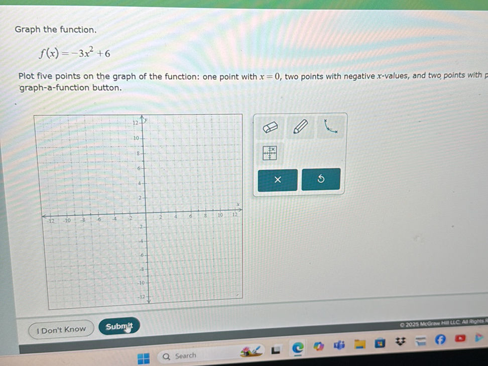 Graph the function. $f(x) = -3x^2 + 6$ | StudyX